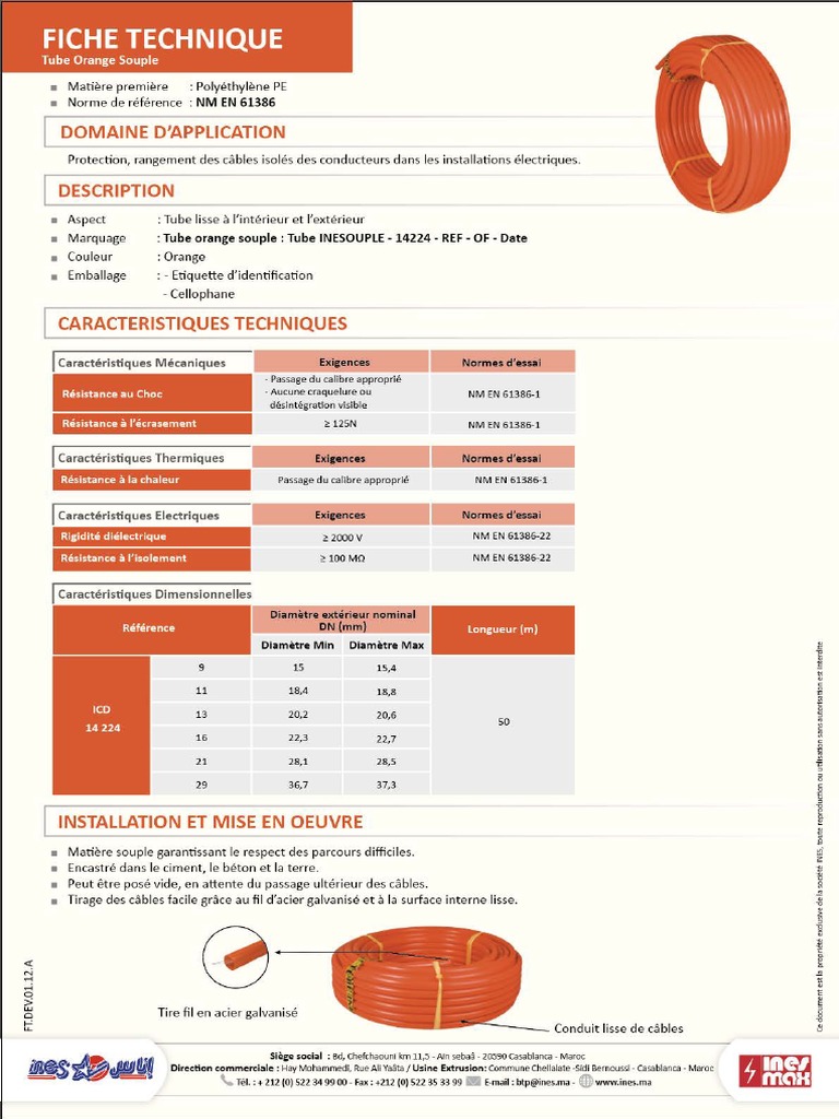 Fiche Technique - Tube Orange | PDF