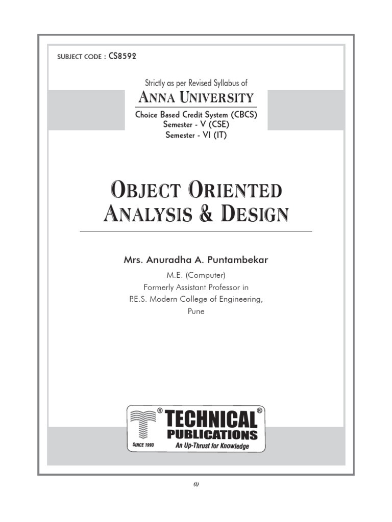 Cs8592 Object Oriented Analysis And Design Pdf Class Computer