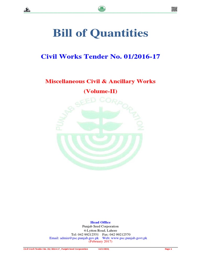 Bill of Quantities | PDF | Plaster | Concrete