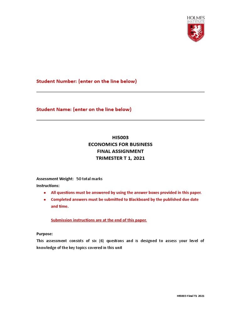 HI5003 Final Assessment 2021 | PDF | Unemployment | Social Science
