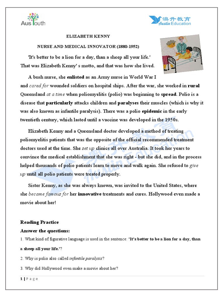 Elizabeth Kenny Nurse and Medical Innovator (1880-1952) : Up Until All ...