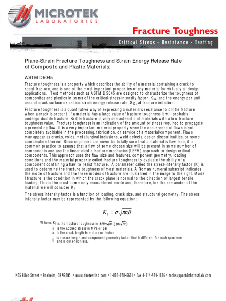 ASTM-D5045 Fracture Toughness Testing | Fracture Mechanics | Fracture