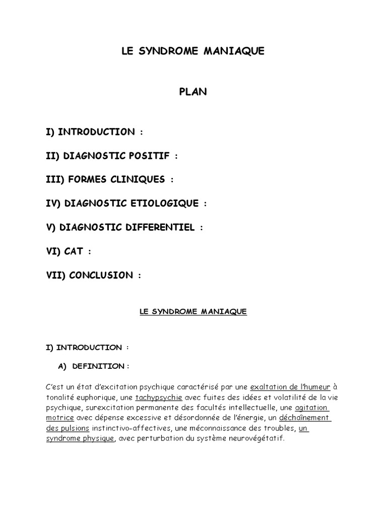 10 SD Maniaque | PDF | Trouble bipolaire | Manie
