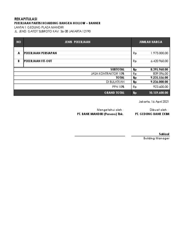 (16 04 2021) BQ - Pekerjaan Partisi Hoarding Rangka Hollow + Banner LT ...