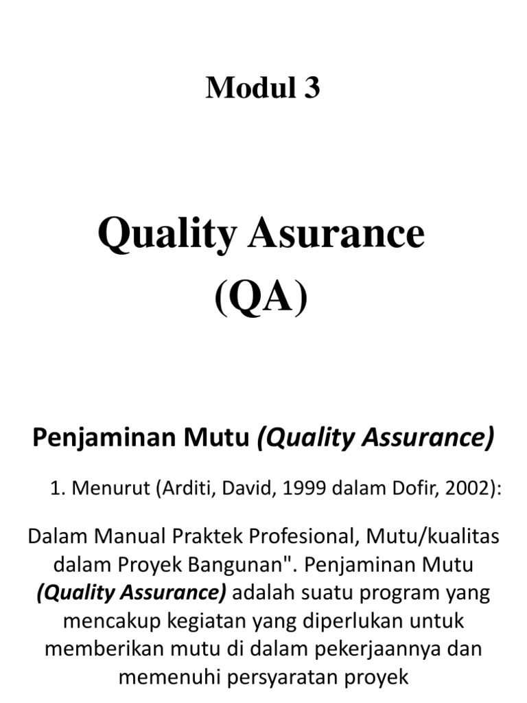 Penjaminan Mutu (Quality Assurance) | PDF