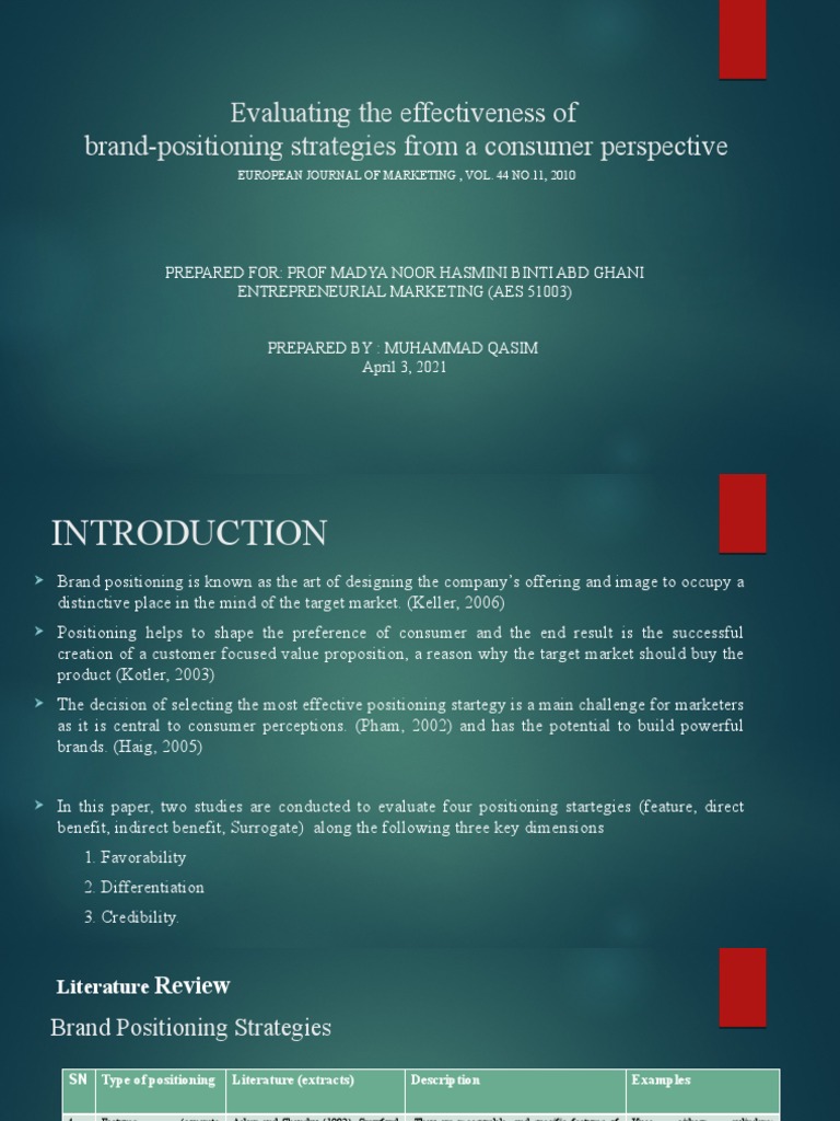 Evaluating Brand Positioning Strategies | PDF | Brand | Promotion And ...