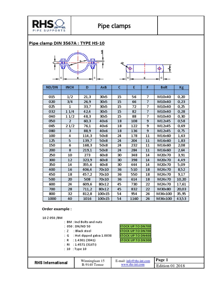 RHS Pipe Clamps and Supports ENG | PDF | Pipe (Fluid Conveyance ...