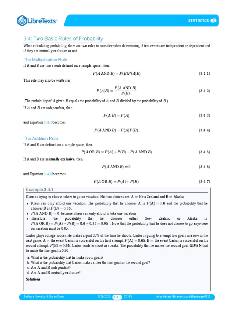 Two Basic Probability Rules Explained | PDF | Swimming (Sport ...