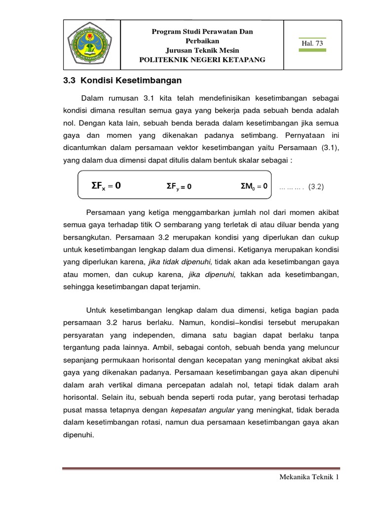 MekTek 1 Kesetimbangan | PDF