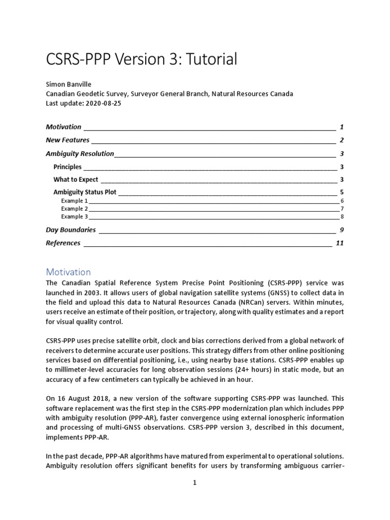 NRCan CSRS-PPP-v3 - Tutorial EN | PDF | Computing And Information Technology | Nature