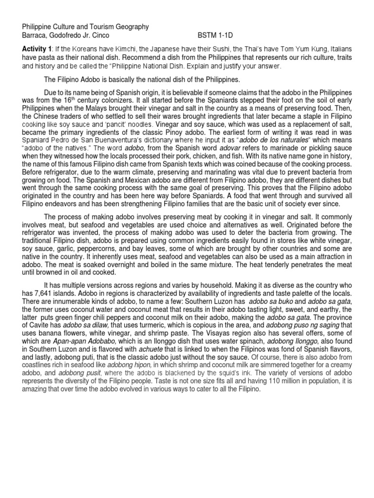 Barraca Godofredo Cinco Act#6 | PDF | Philippines | Foods