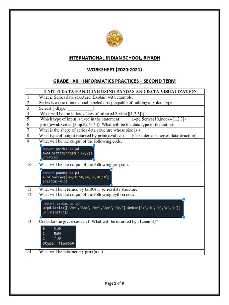 Data Handlinng Using Pandas-I | PDF | Computer Science | Computer Programming