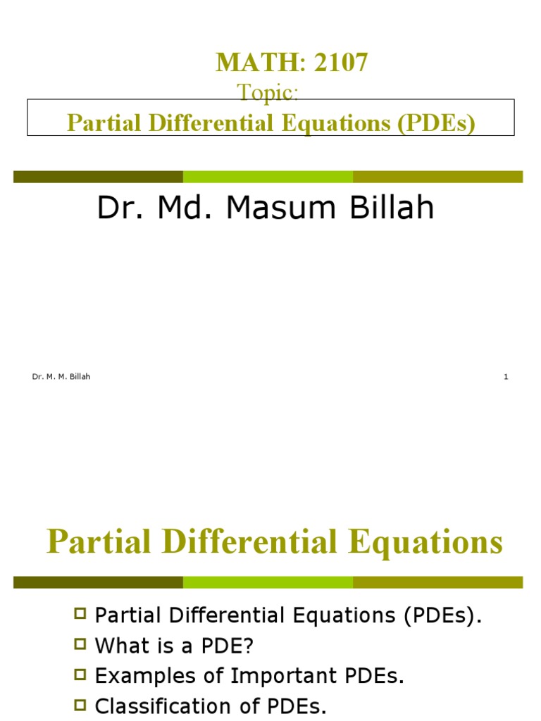 Math: 2107: Partial Differential Equations (Pdes) | PDF | Partial ...
