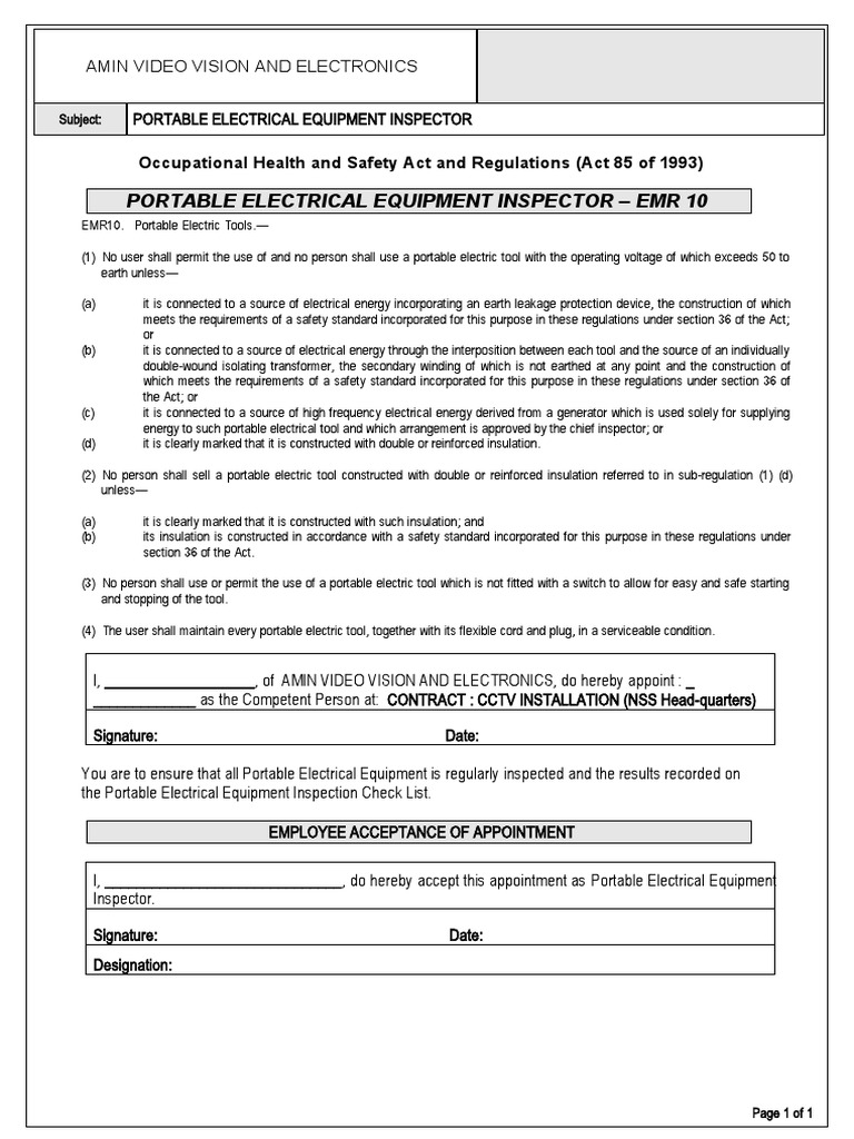 HS014 - Portable Electrical Equipment Inspector | PDF | Insulator ...