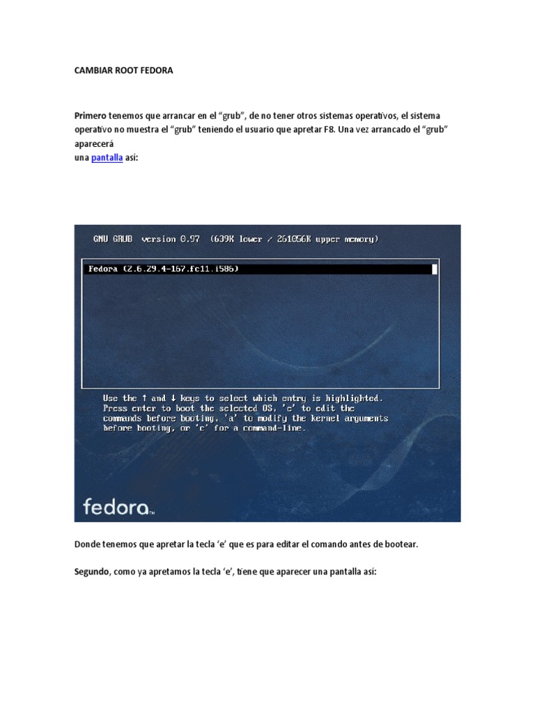 Cambiar Root Fedora | PDF