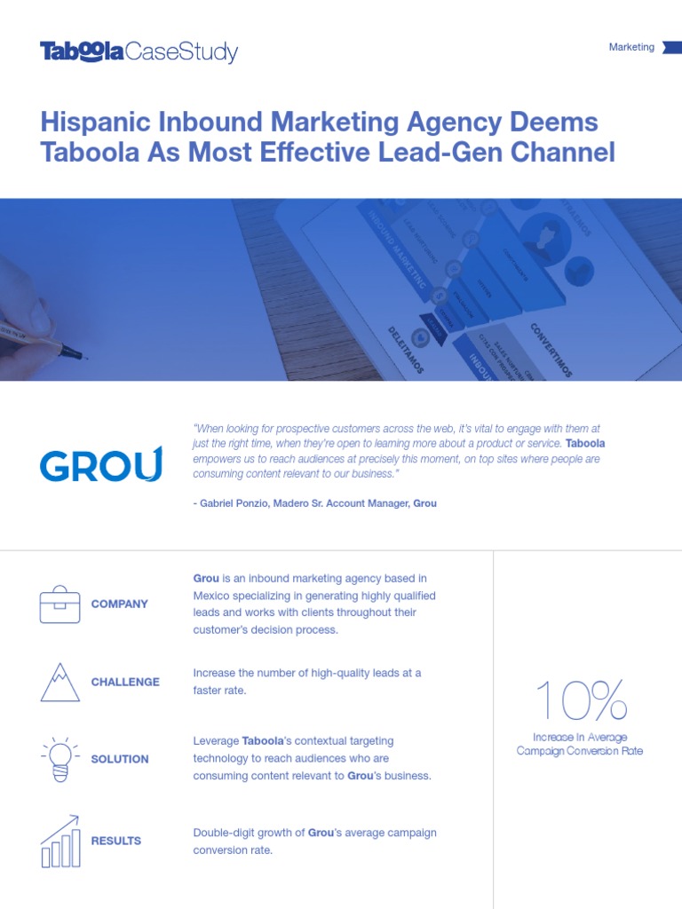 Hispanic Agency Boosts Leads with Taboola | PDF | Marketing | Communication