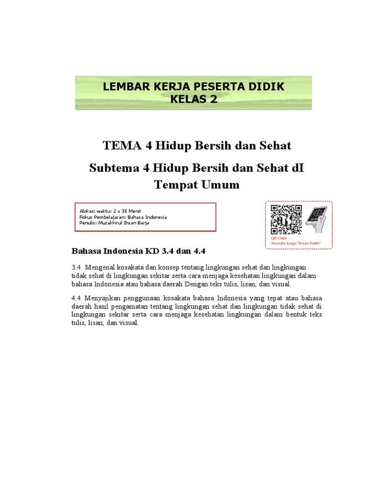 LKPD Kelas 2 Tema 4 Subtema 4 | PDF