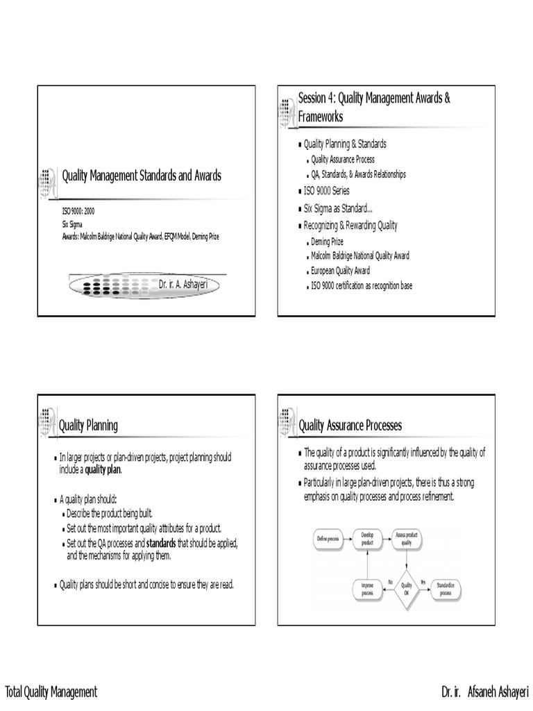 Quality Management Standards, Awards and Frameworks | PDF | Iso 9000 ...