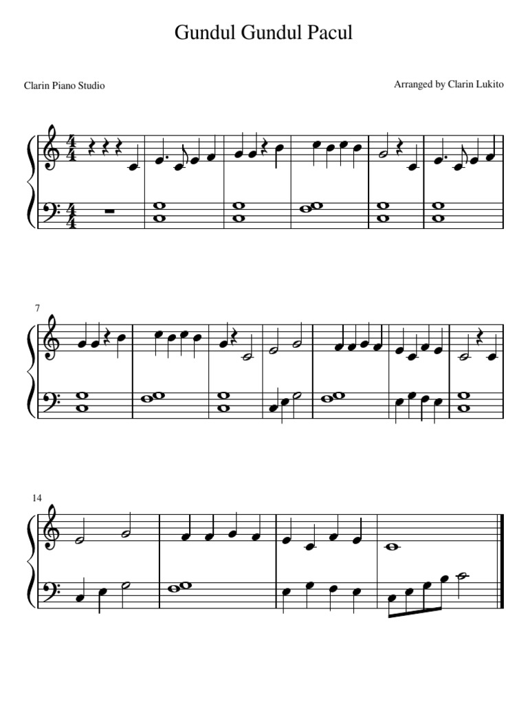 Gundul Gundul Pacul Piano Arrangement | PDF