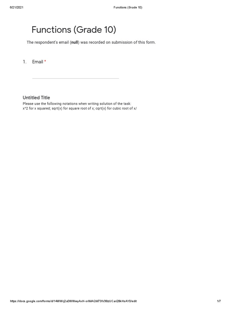 Functions (Grade 10) - Google Forms | Download Free PDF | Teaching ...