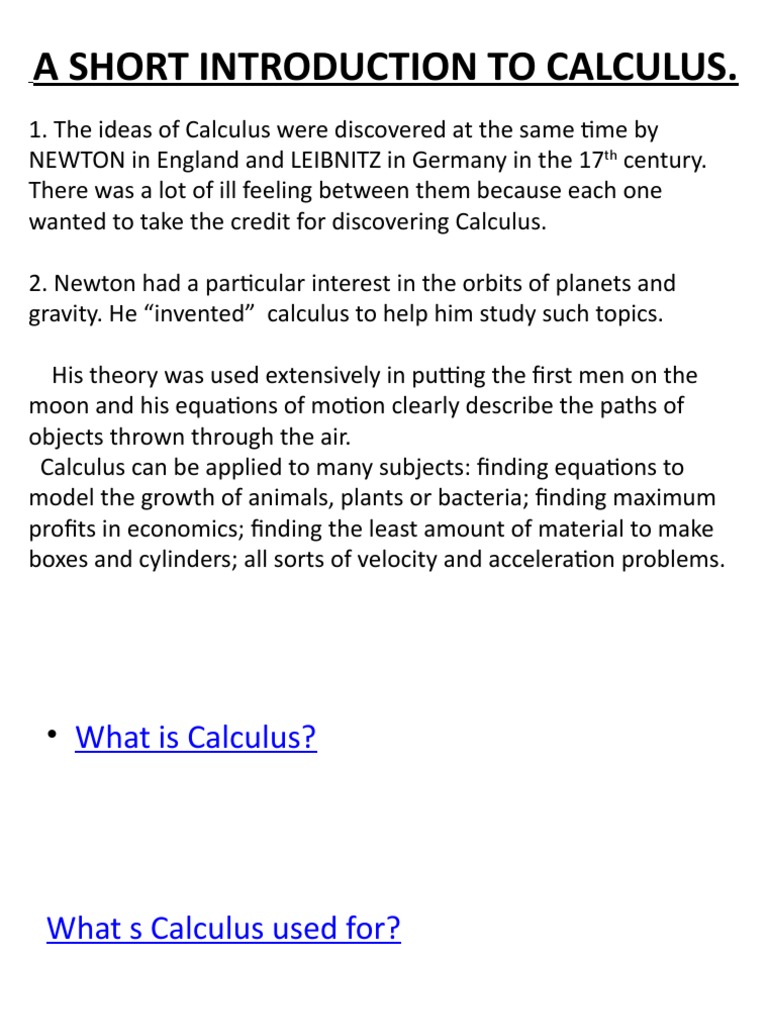 A Short Introduction To Calculus | PDF | Calculus | Tangent