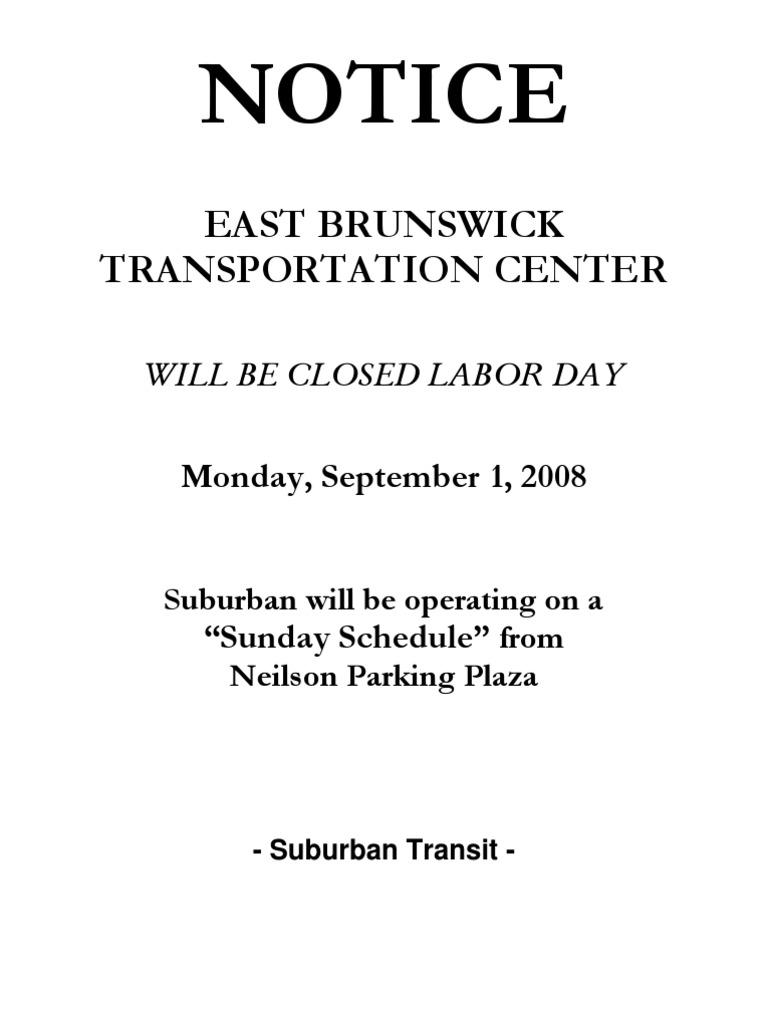Notice: East Brunswick Transportation Center | PDF