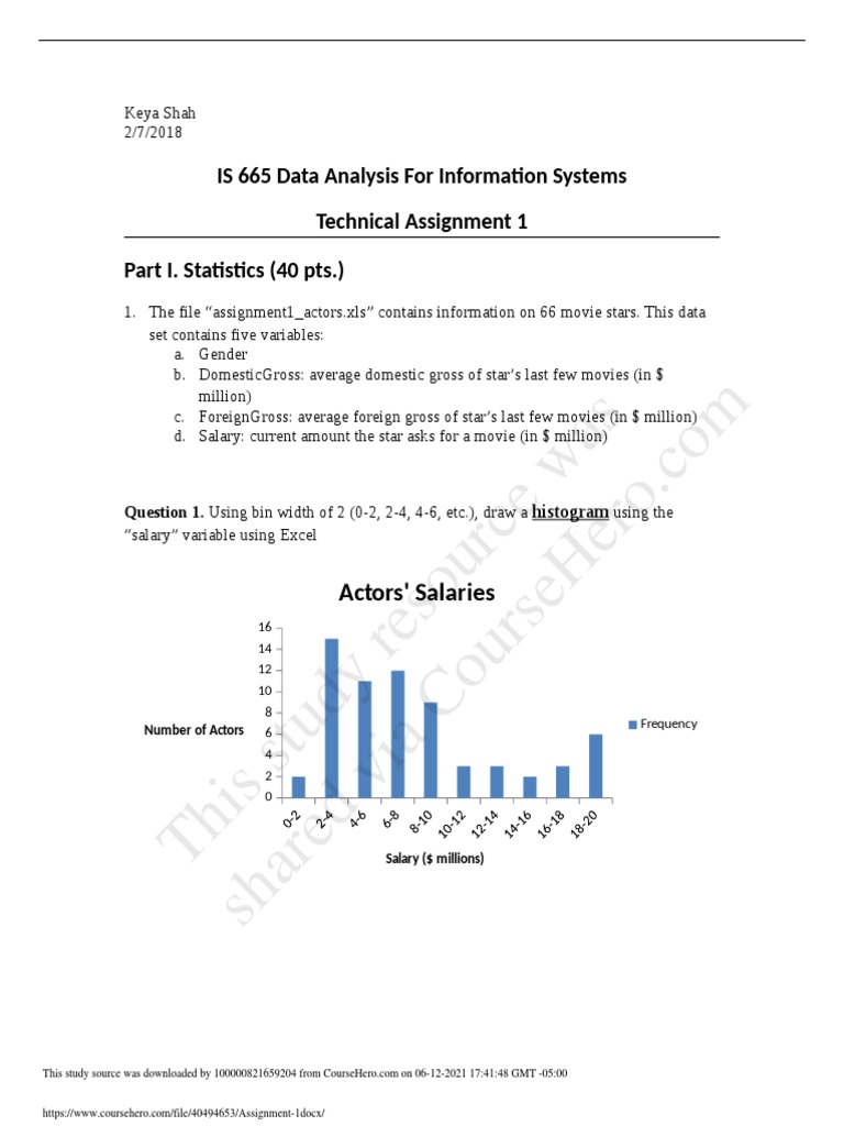 This Study Resource Was: IS 665 Data Analysis For Information Systems ...
