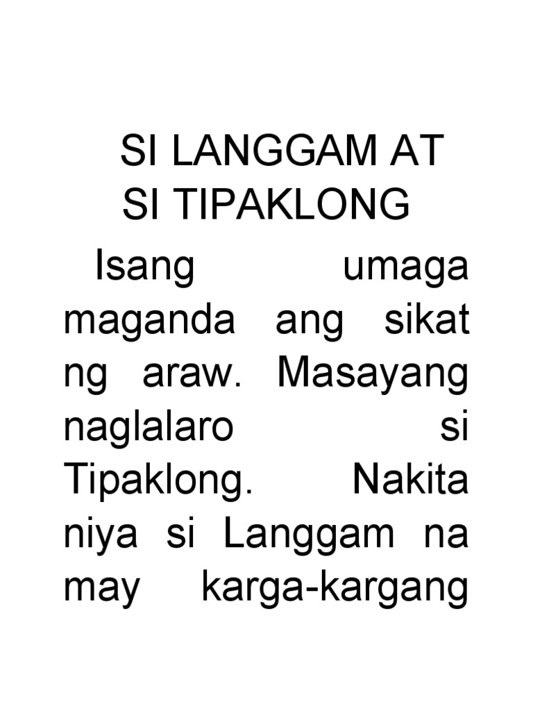 Si Langgam at Si Tipaklong | PDF