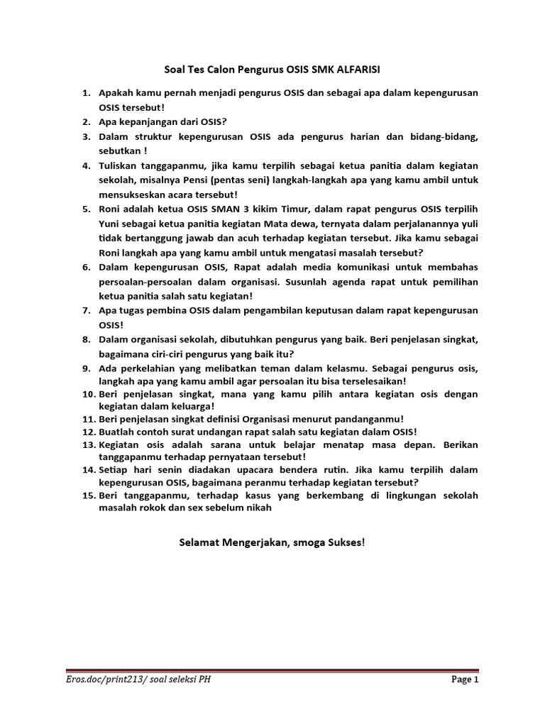 Soal Calon Osis | PDF