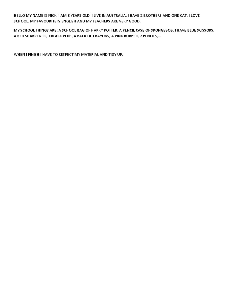 Hello My Name Is Nick | PDF