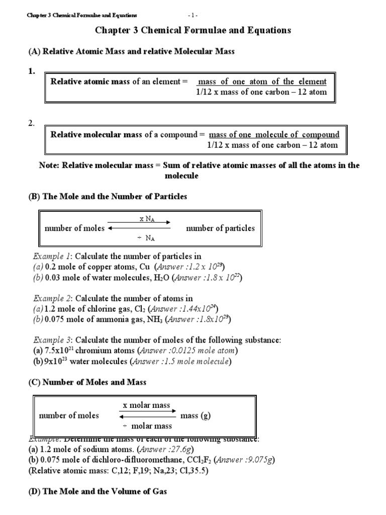 Chapter 3 Chemical Formulae and Equations | PDF | Teaching Methods ...