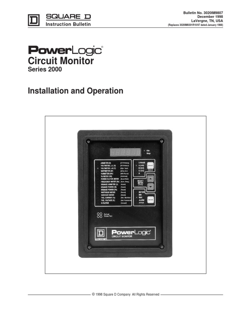 Powerlogic CM2000 Circuit Monitor Instruction | PDF | Ac Power ...