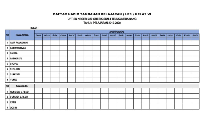 Jadwal Les | PDF