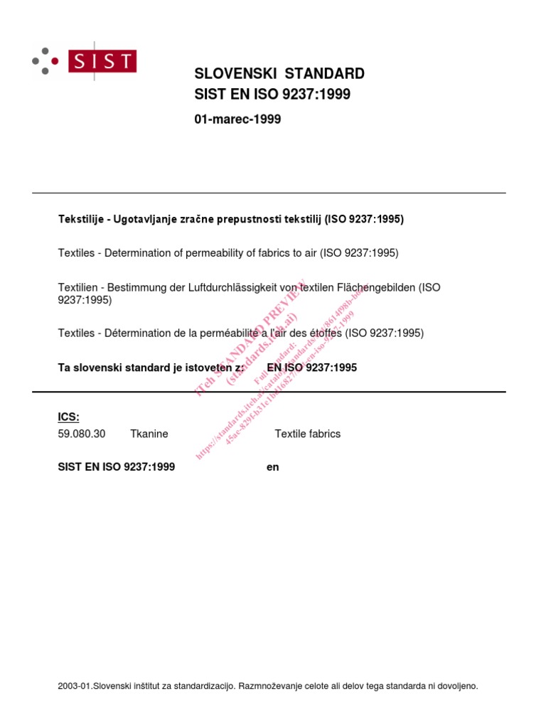 Iso 9237 1999 | PDF | International Organization For Standardization | Flow Measurement