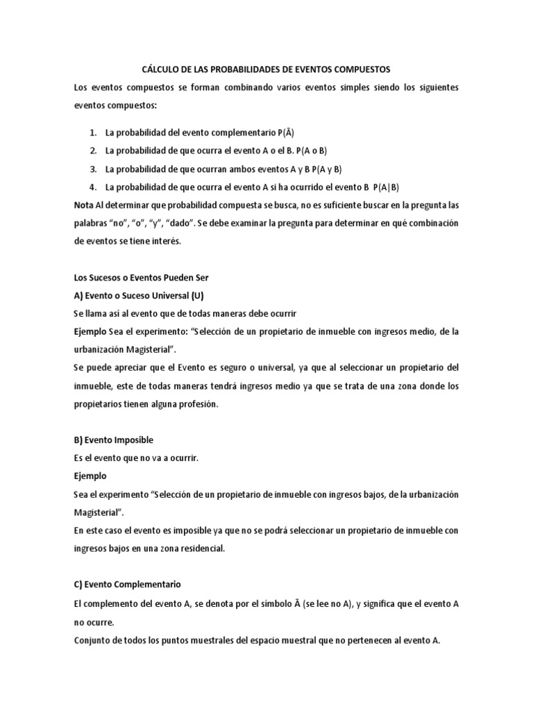 Probabilidades de Eventos Compuestos | PDF | Probabilidad | Experimentar