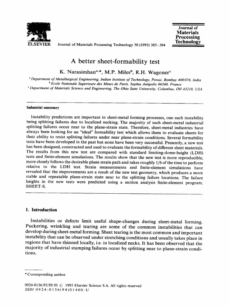A Better Sheet Formability Test | PDF | Sheet Metal | Fracture