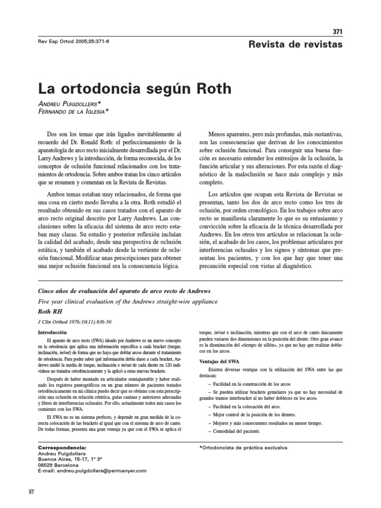 La Ortodoncia Segun Roth | PDF | Ortodoncia | Odontología