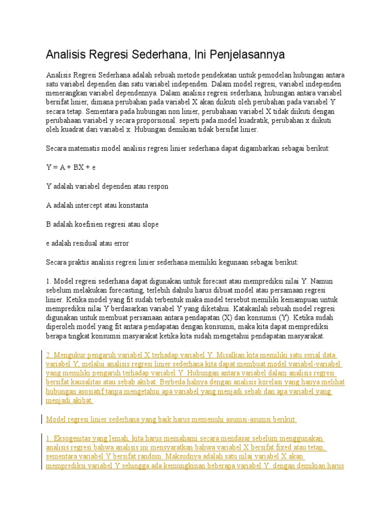 Analisis Regresi Sederhana | PDF