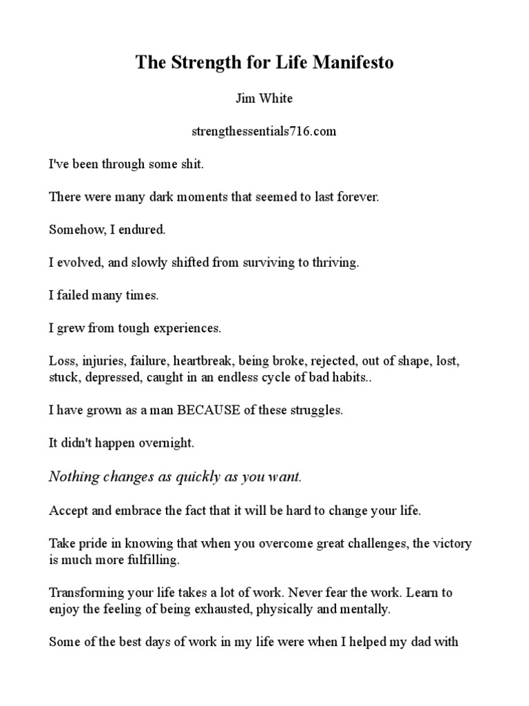 The Strength For Life Manifesto: Nothing Changes As Quickly As You Want ...