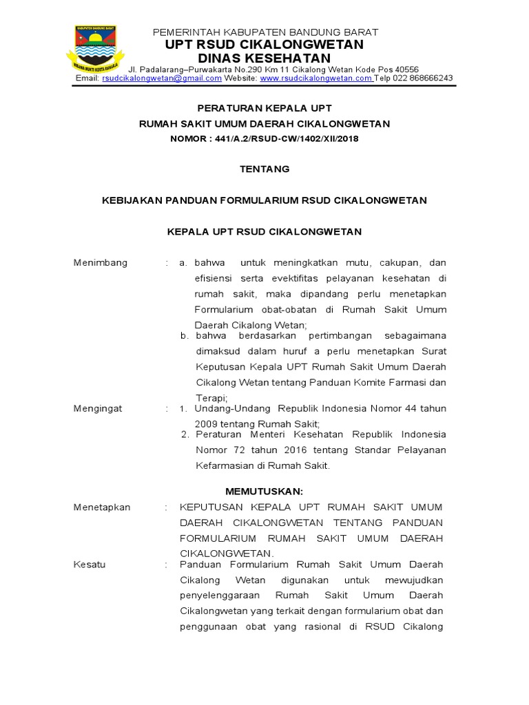 2018 Panduan Formularium RS | PDF