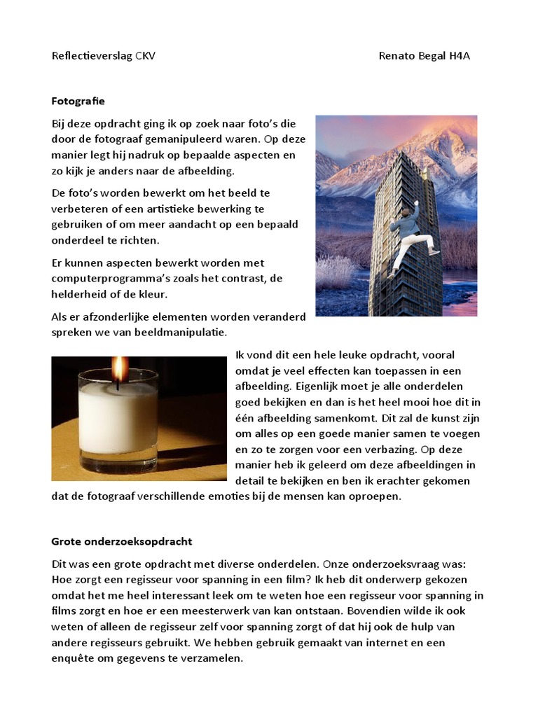 Reflectieverslag CKV Renato Begal H4a | PDF