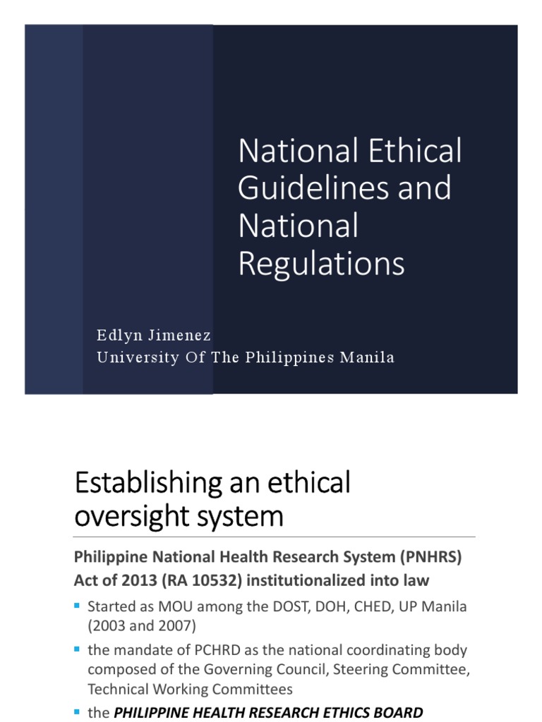 Philippine National Ethical Guidelines 2023 | PDF | Food And Drug ...