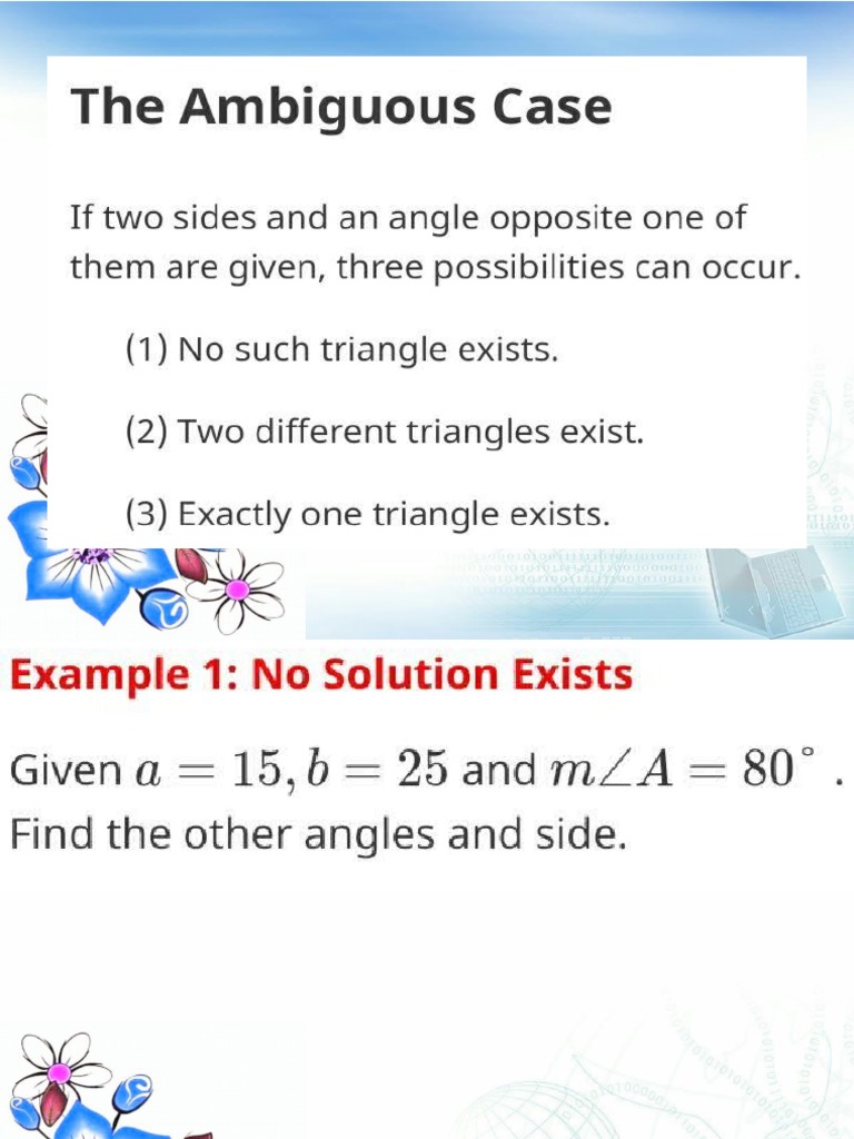Ambiguous Case (SSA) Case | PDF | Sine | Trigonometric Functions