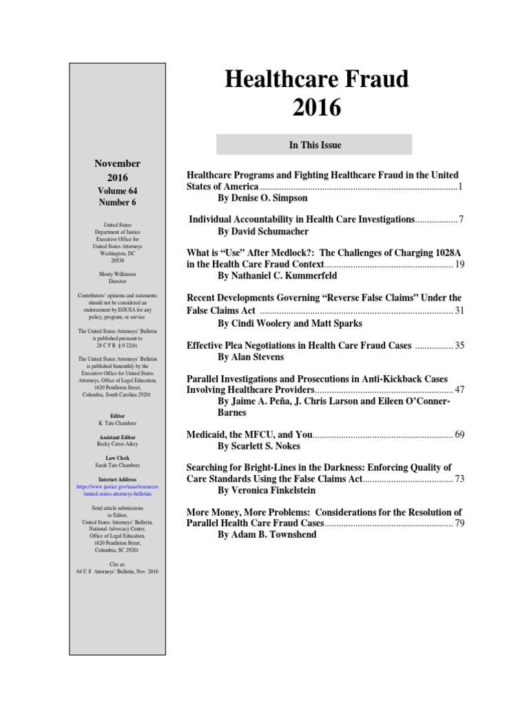 Healthcare Fraud 2016: November 2016 | PDF | Consolidated Omnibus ...