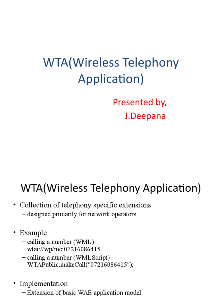 WTA (Wireless Telephony Application) | PDF | Business | Computers