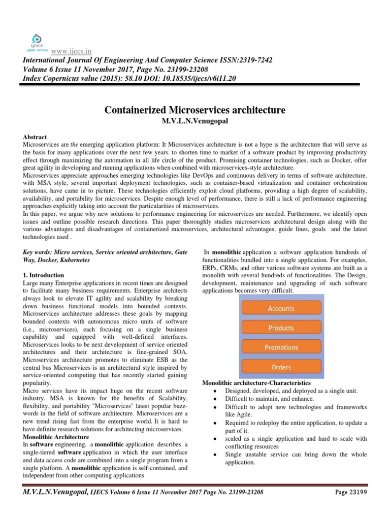 Containerized Microservices Architecture: WWW - Ijecs.in | PDF | Service Oriented Architecture ...