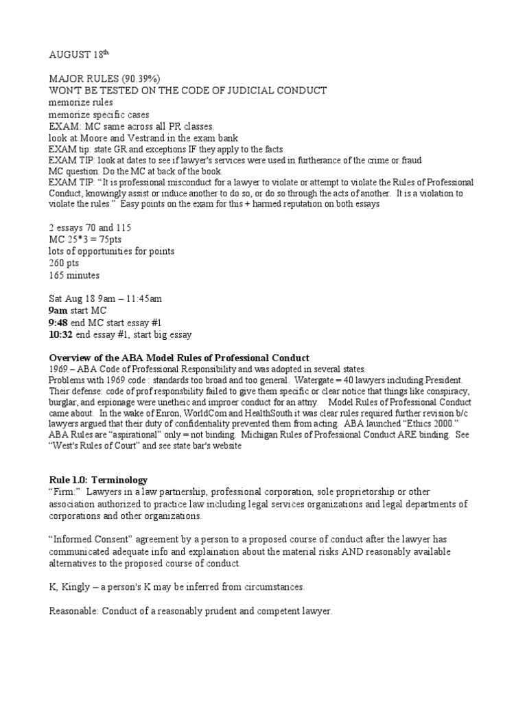 Prof Resp Outline | PDF | Attorney–Client Privilege | Confidentiality