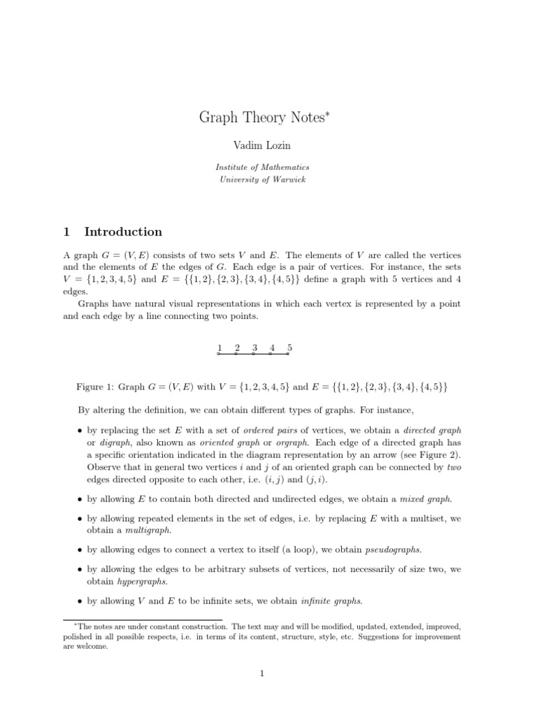 Graph Theory Notes by Vadim Lozin | PDF | Vertex (Graph Theory ...