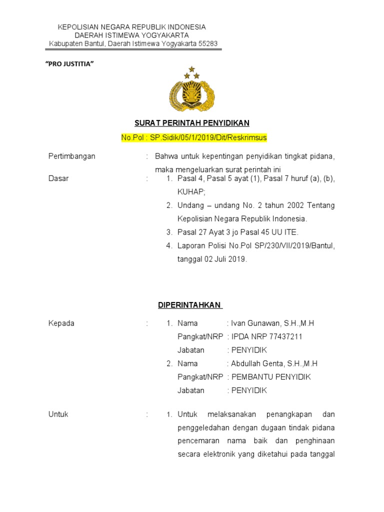 Surat Penyidikan | PDF