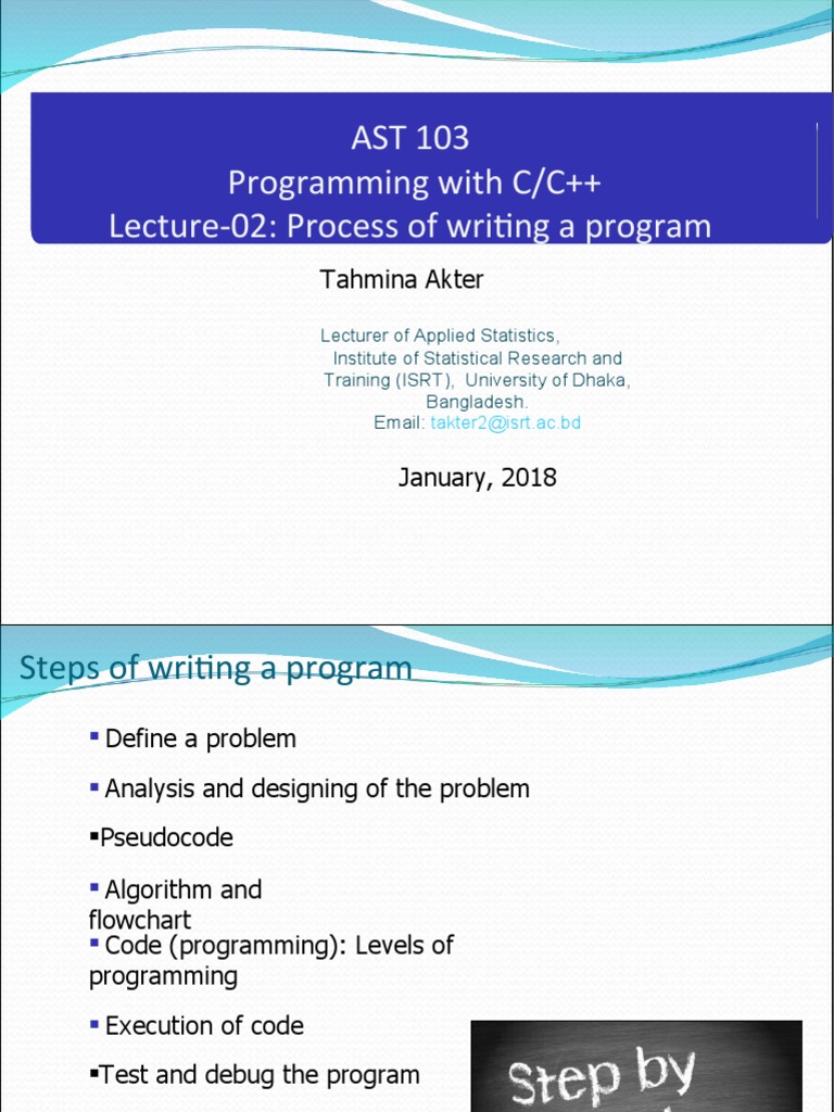 AST 103 Programming With C/C++ Lecture-02: Process of Writing A Program | PDF | Computer Program ...
